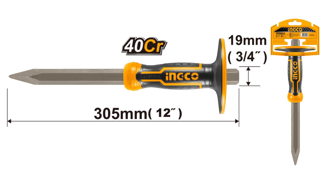 INGCO HCC850419 Cold Chisel Pointed 4X305Mm– Maxrite