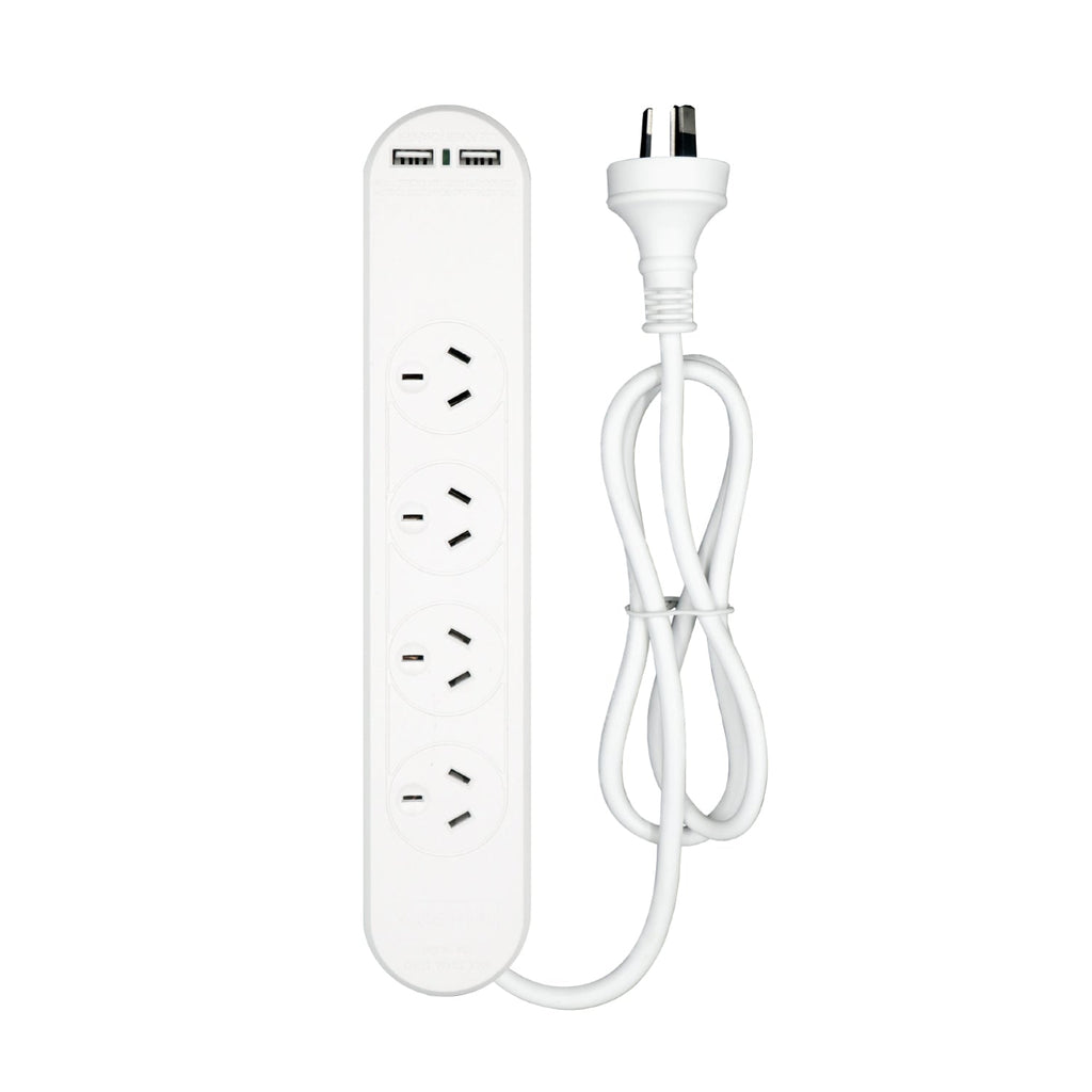 UNITED CABLE Powerboard 4 Way AUS Sockets with 2 USB Charging Ports Su ...