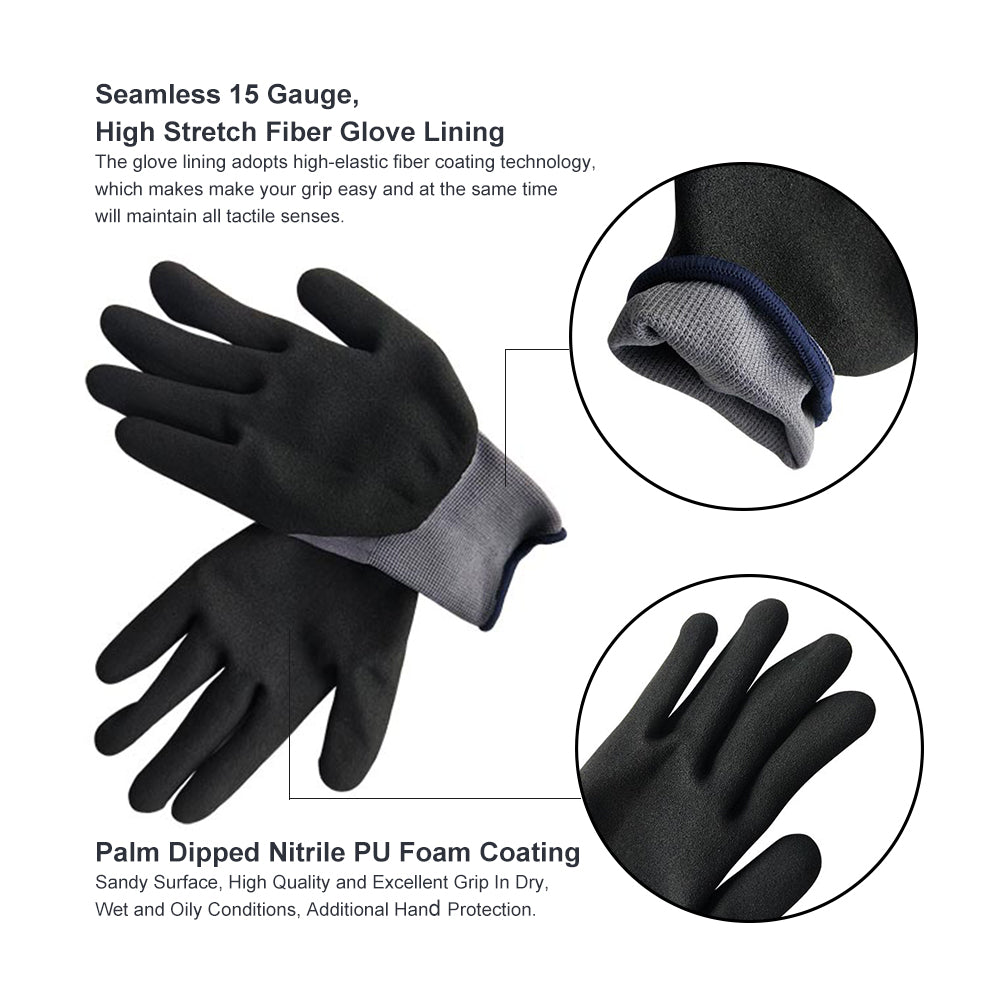 WOTECT Safety Working Glove Nitrile Coated Black Size 10 (XL)– Maxrite