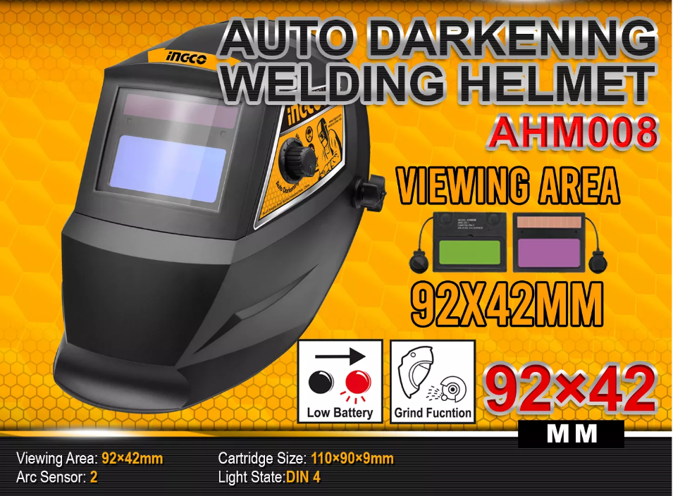 INGCO AHM008 Auto Darkening Welding Helmet Handyman– Maxrite