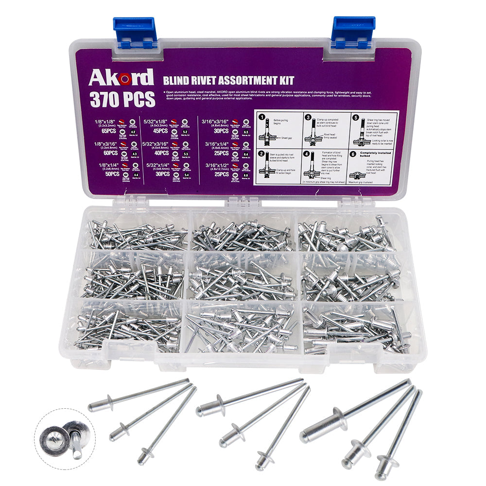 AKORD Blind Rivet Assortment Kit 370PCS– Maxrite