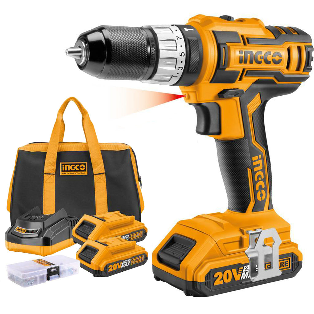 INGCO-CIDLI2002S-Li-ion-Cordless-Hammer-Drill-20V-Kit– Maxrite