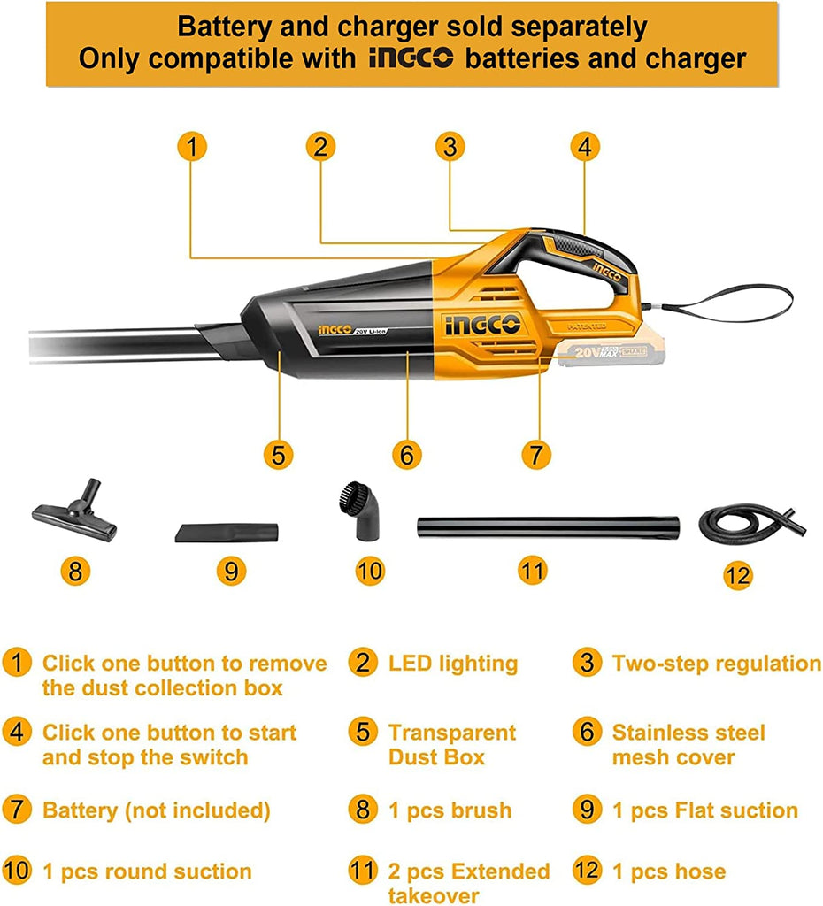 INGCO-CVLI2001-Li-Ion-Cordless-Vacuum-Cleaner-Hand-Held-20V– Maxrite