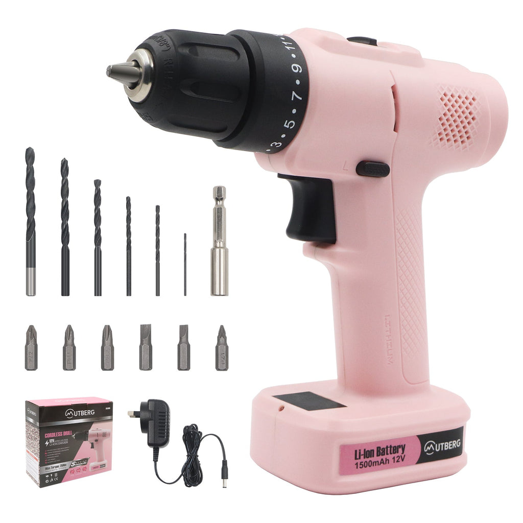 MUTBERG Pink Cordless Drill Driver One-piece 12V 10mm– Maxrite