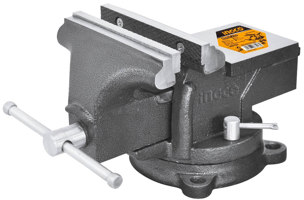 Ingco HBV086 6" (150mm) Bench Vise with Anvil, Ductile Cast Iron Mater ...