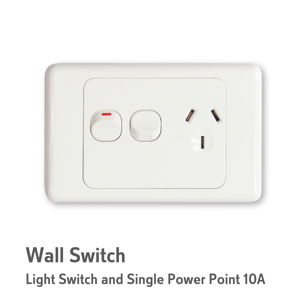 IGOTO AS314 Flat Wall Single Power Point & Switch 10A– Maxrite