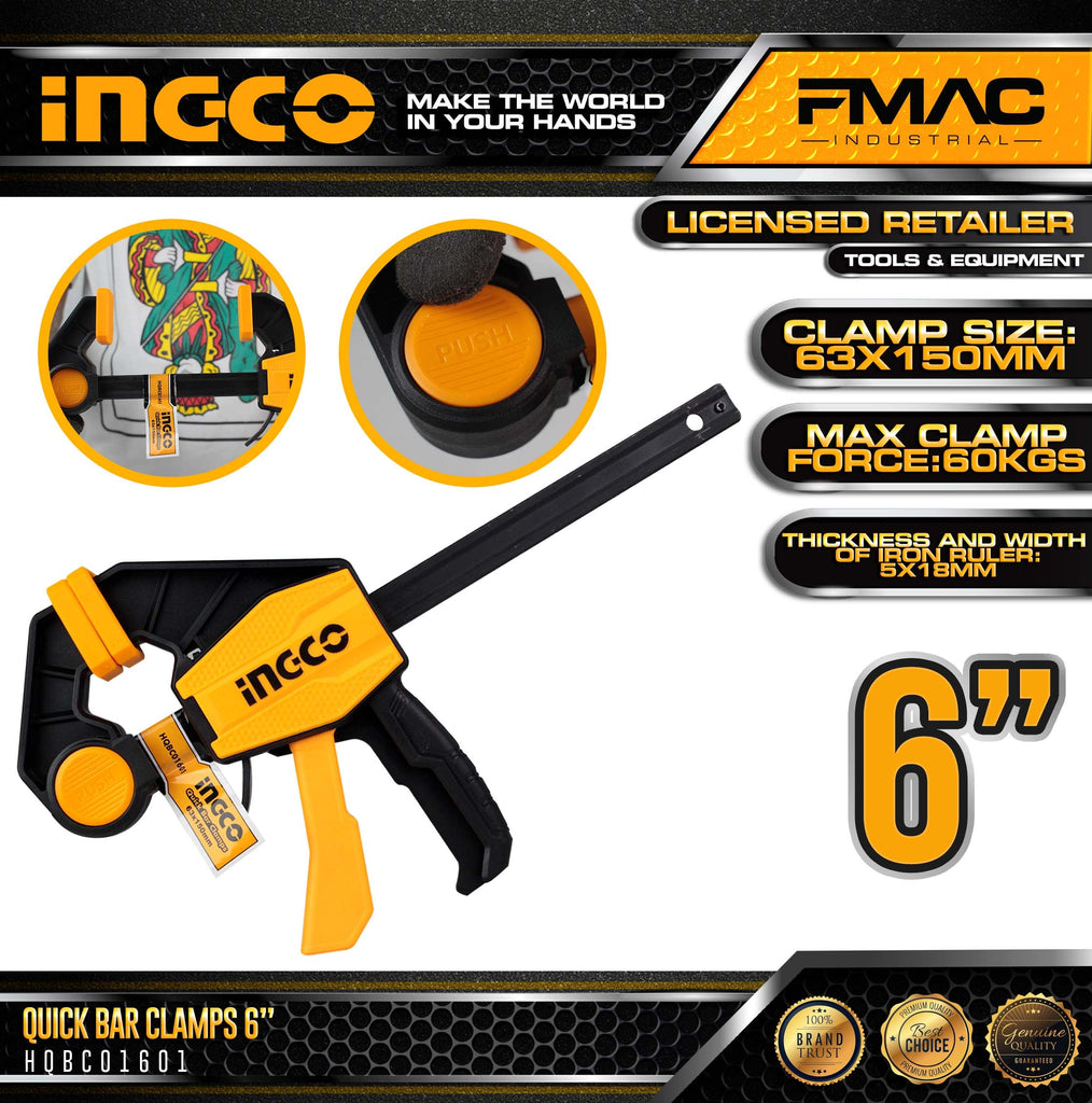 INGCO Quick Action Bar Clamp 63X150Mm 63X300Mm 63X450Mm– Maxrite