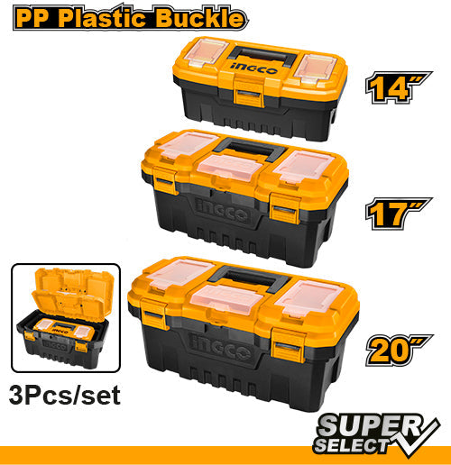 INGCO 3PC Plastic Tool Boxes Set 4"+17"+20"– Maxrite